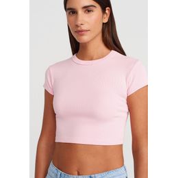 Damen Slim Fit Crop Crew Neck T-Shirt
