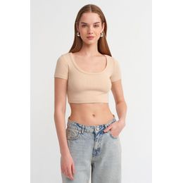 Damen Rippen-Crop-T-Shirt