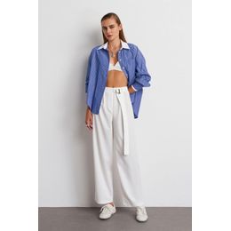 Hochtaillierte weite Crepe-Hosen