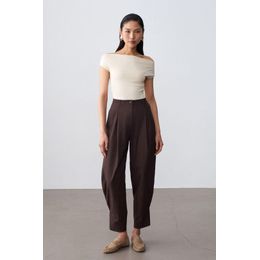 Hochtaillierte weite Popelin-Hosen f&uuml;r Damen