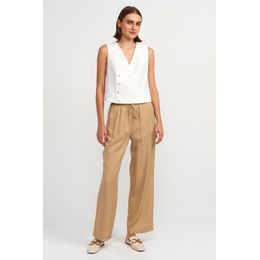 Damen Tencel-Hose mit weitem Bein und Kordelzugbund