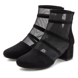 Stiefelette Lascana "Ankle Boots, Stiefel", Damen, Gr. 39, schwarz, Obermaterial: 100% Textilmaterial. Decksohle: 100% Lederimitat. Futter: 100% Lederimitat. Laufsohle: 100% Synthetik, leicht transparent, unifarben, Basic, Schuhe Stiefelette, mit modischen Mesh-Eins&auml;tzen und Blockabsatz VEGAN