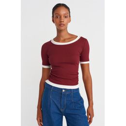 Damen Crop Slim-Fit Rundhalsausschnitt T-Shirt