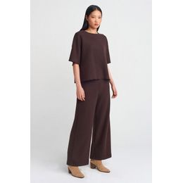 Damen Hohe Taille Weite Bein Strickhosen