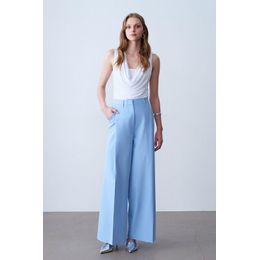 Hoch taillierte weite Crepe-Hosen