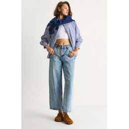 Gerade geschnittene Denim-Hosen mit Kordelzugbund