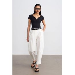 Damen High-Waist Weite Poplin-Hosen