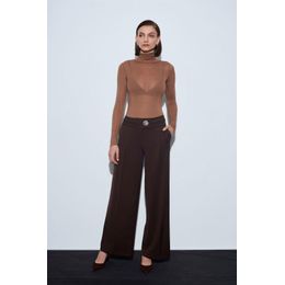 Hochbundweite Hose mit weitem Bein aus Krepp