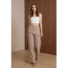Hoch taillierte weite Crepe-Hosen