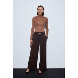 Hochbundweite Hose mit weitem Bein aus Krepp