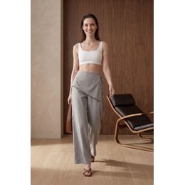 Hoch taillierte weite Crepe-Hosen