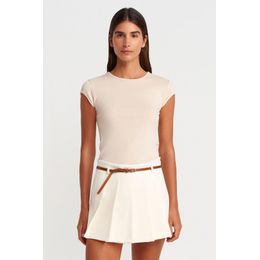 Damen Slim-Fit Baumwoll T-Shirt mit Rundhalsausschnitt