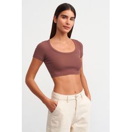 Damen Ribbed Crop T-Shirt