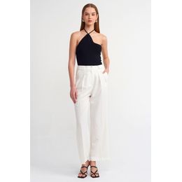 Damen High-Waist Weitbein-Crepe-Hosen