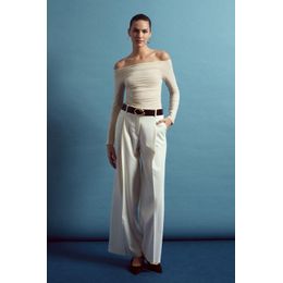 Hochtaillierte weite Crepe-Hose