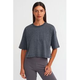 &Uuml;bergro&szlig;es Crop-Cotton-Punkte-T-Shirt