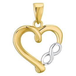 Kettenanh&auml;nger Amor "Heart", gold (gelbgoldfarben), Schmuckanh&auml;nger, Damen, Gelbgold 375, 0,85 g, Kettenanh&auml;nger