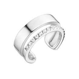 Ohrklemme Firetti "Schmuck Geschenk Silber 925 Ear Cuff in zweireihiger Optik", silber (silberfarben, kristallwei&szlig;, kristallwei&szlig;), Ohrringe, Damen, Silber 925 (Sterlingsilber), mit Zirkonia (synth.)