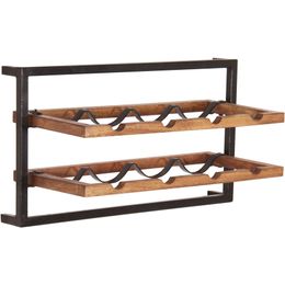 Weinregal Sit "Wandregal PANAMA &ndash; Industrial Regal aus Mango‑Holz & Altmetall", schwarz (natur, schwarz), B:65cm H:35cm T:25cm, Massivholz, Metall, Regale, Weinregal, Weinregal f&uuml;r 8 Flaschen