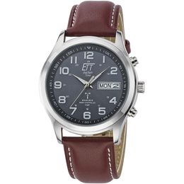 Funkuhr ETT "Gobi", braun, Armbanduhren, Herren, Funkuhr, Armbanduhr, Herrenuhr, Datum, Solar, Lederarmband