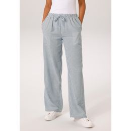Schlupfhose Aniston CASUAL, Damen, Gr. 48, N-Gr, blau, wei&szlig;, gestreift, Web, Obermaterial: 100% Polyester, gestreift, weit lang, Hosen Schlupfhose, im Streifen-Dessin