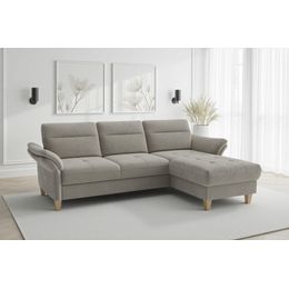 Sit & More Ecksofa SIT & MORE "Pamela", stone, B:230cm H:90cm T:164cm, 100% Polyester, Sofas, Ecksofa, Liegefl&auml;che aus Originalstoff