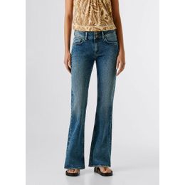 Straight-Jeans Pepe Jeans "VENUS", Damen, Gr. 28, L&auml;nge 32, blau (blau mid ve), Denim/Jeans, Obermaterial: 99% Baumwolle, 1% Elasthan, regular fit lang, Jeans Straight-Jeans, mit schmalem Bein