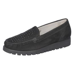 Waldl&auml;ufer WALDL&Auml;UFER Damen Mokassin "Hegli", Gr. 8schwarz, Nubukleder, Schuhe, Slipper, Loafer, Bequemschuh mit Glitzersteine, Komfortweite H