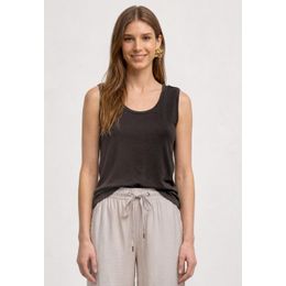 Tr&auml;gertop Street One, Damen, Gr. 34, schwarz coffee, Web, 50% Baumwolle, 50% Modal, unifarben, normal normal, V-Ausschnitt, abgesteppt, Tops Tr&auml;gertop, mit V-Ausschnitt