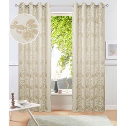Verdunkelungsvorhang OTTO HOME "Mannfred", beige (creme), B:130cm H:145cm, Polyester, Gardinen, Blickdicht, barockem Muster, Pflegeleicht, &Ouml;sen- Aufh&auml;ngung