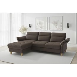 Sit & More Ecksofa SIT & MORE "Pamela", mocca, B:230cm H:90cm T:164cm, 100% Polyester, Sofas, Ecksofa, Liegefl&auml;che aus Originalstoff