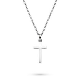 Kette mit Anh&auml;nger s.Oliver "Modern Cross, Kreuz-Optik", edelstahlfarben, Halsketten, Damen, Edelstahl, L: 50 B: 1,6mm, B:1,6mm