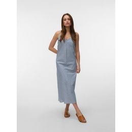 V&eacute;ro Moda Tr&auml;gerkleid VERO MODA "VMSELMA 7/8 SINGLET DRESS NOOS", Damen, Gr. M, N-Gr, navy blazer stripes:snow wei&szlig;, Web, Obermaterial: 85% Baumwolle, 15% Leinen, gestreift, lang, V-Ausschnitt, Kleider Tr&auml;gerkleid, Baumwollmischung, mit Leinen, verstellbare Spaghettitr&auml;ger