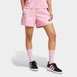 Shorts adidas Sportswear "TIRO X COMMON GOAL GEWEBTE", Damen, Gr. S, N-Gr, schwarz (true pink, schwarz, normal, gr.), Obermaterial: 100% Polyester, Hosen Shorts, lockere Passform, mit Kordelverschluss, aus weichem Material
