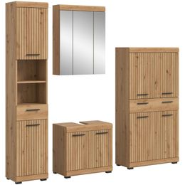 Badm&ouml;bel-Set Welltime "SIENA, 4 teilig, bestehend aus:", artisan eiche nachbildung, B:186cm H:191cm T:34cm, Holzwerkstoff, Kastenm&ouml;bel-Sets, Badm&ouml;bel-Set, Hochschrank, Waschbeckenunterschrank, Spiegelschrank, Midischrank
