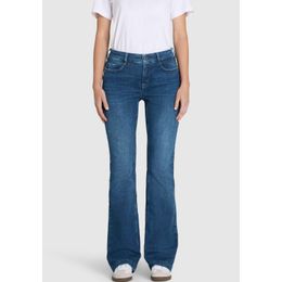 Bootcut-Jeans MAC "BOOT", Damen, Gr. 38, L&auml;nge 34, blau (chic indigo), Denim/Jeans, Obermaterial: 91% Baumwolle, 7% Elastomultiester, 2% Elasthan, bootcut fit kn&ouml;chellang, Jeans, im Five-Pocket Style