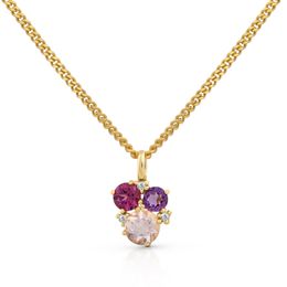 Kette mit Anh&auml;nger OROLINO "Gold 585 mit nat&uuml;rlichen echten Steinen 42/45cm lang", gelb, Halsketten, Damen, 42/45cm, 0,02, Gold, L: 45 B: 9mm, gl&auml;nzend, B:9mm