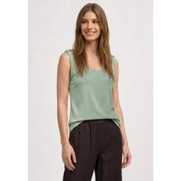 Tr&auml;gertop Street One, Damen, Gr. 34, eucalyptus gr&uuml;n, Web, 50% Baumwolle, 50% Modal, unifarben, normal normal, V-Ausschnitt, abgesteppt, Tops Tr&auml;gertop, mit V-Ausschnitt