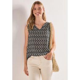 Street One Damen Shirttopclay sand, Gr. 36, bedruckt, Jersey, Obermaterial: 95% Viskose, 5% Elasthan, Tops, Sommertop mit Strukturmix und Print