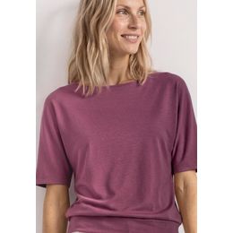 T-Shirt Street One, Damen, Gr. 34, schwarz clouded blush, Web, 50% Baumwolle, 50% Modal, unifarben, normal normal, U-Boot-Ausschnitt, abgesteppt, Shirts T-Shirt, im soften Baumwoll-Mix