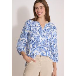 Shirtbluse Cecil, Damen, Gr. L (42), vanillewei&szlig;, Stoff, 100% Viskose, gemustert, klassisch normal, Rundhals, elastischer Bund, Blusen, mit 3/4 &Auml;rmeln
