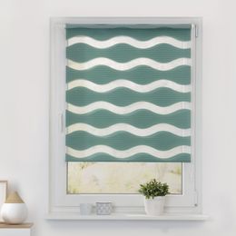 Doppelrollo LICHTBLICK ORIGINAL "Welle Klemmfix, ohne Bohren" Gr. 1, gr&uuml;n (salbei, wei&szlig;, wei&szlig;), B:45cm H:150cm, Polyester, Rollos, Lichtdurchl&auml;ssig und blickdicht, Klemmbar, unkomplizierte Montage