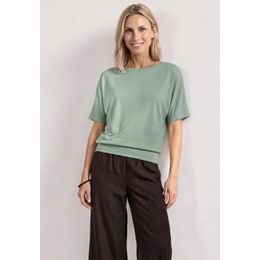 T-Shirt Street One, Damen, Gr. 34, eucalyptus gr&uuml;n, Web, 50% Baumwolle, 50% Modal, unifarben, normal normal, U-Boot-Ausschnitt, abgesteppt, Shirts T-Shirt, im soften Baumwoll-Mix