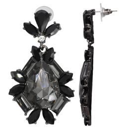 Paar Ohrstecker Steuer "Metall Glasstein Schwarz", Damen, Gr. one-size, Metall, schwarz (schwarz, schwarz), Ohrringe