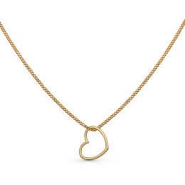 Kette mit Anh&auml;nger OROLINO "Gold 375 mit Herz-Anh&auml;nger 42/45cm lang", gelb, Halsketten, Damen, 42/45cm, Gold, L: 45 B: 12mm, gl&auml;nzend, B:12mm