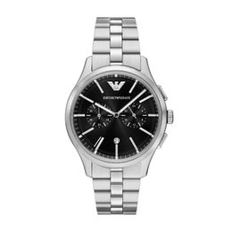 Chronograph Emporio Armani, schwarz (edelstahlfarben, schwarz), Armbanduhren, Herren, Chronograph, Quarzuhr, Armbanduhr, Herrenuhr, Edelstahlarmband, analog, Tag