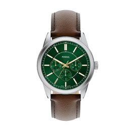 Quarzuhr Fossil "PEARSON", braun (braun, gr&uuml;n), Armbanduhren, Herren, Quarzuhr, Armbanduhr, Herrenuhr, Lederarmband, analog, Tag, Wochentag