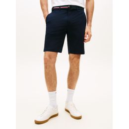 Shorts Tommy Hilfiger "DENTON 9.5 INC ESS TWILL W/ BELT", Herren, Gr. 36, N-Gr, blau (desert sky), Web, Obermaterial: 97% Baumwolle, 3% Elasthan, slim fit kniefrei, Hosen Shorts, mit abnehmbaren G&uuml;rtel, slim fit