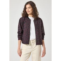 Blouson STREET ONE STUDIO, Damen, Gr. 34, very berry, Stoff, Obermaterial: 92% Viskose, 8% Polyester. Futter: 100% Polyester, normal normal, Rundhals, elastischer Bund, Jacken Blouson, im Leo Design