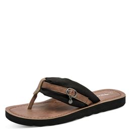 Zehentrenner Tamaris, Damen, Gr. 36, schwarz (schwarz, braun), Lederimitat, Textil, Schuhe Zehentrenner, Dianette, Sommerschuh, Strandschuh mit verschiedenen Motiven